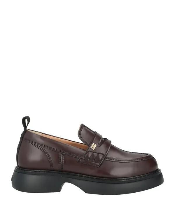 GANNI Chocolate Leather Loafers