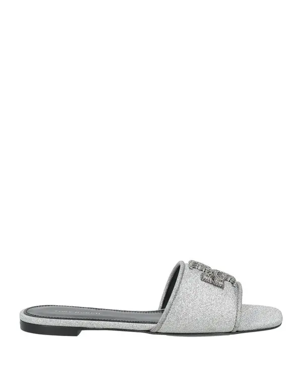 Tory Burch Leather Slides - Silver