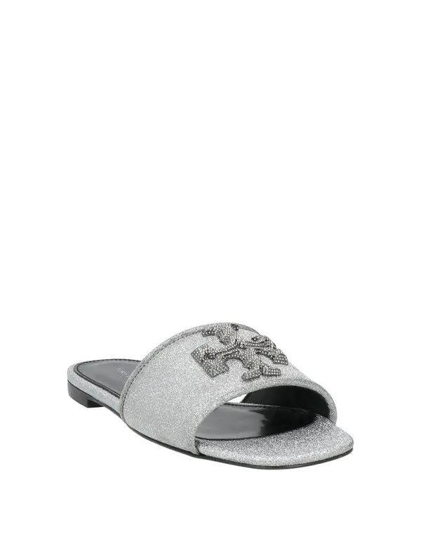 Tory Burch Leather Slides - Silver