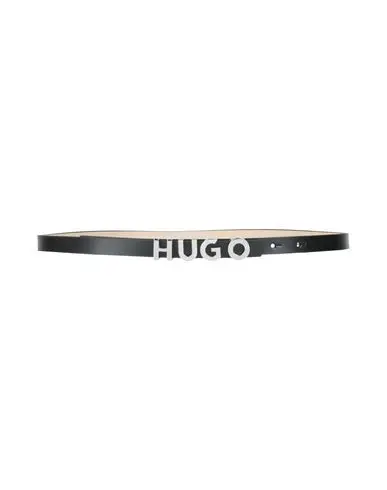 Hugo Cow Leather Skinny Belt - Black