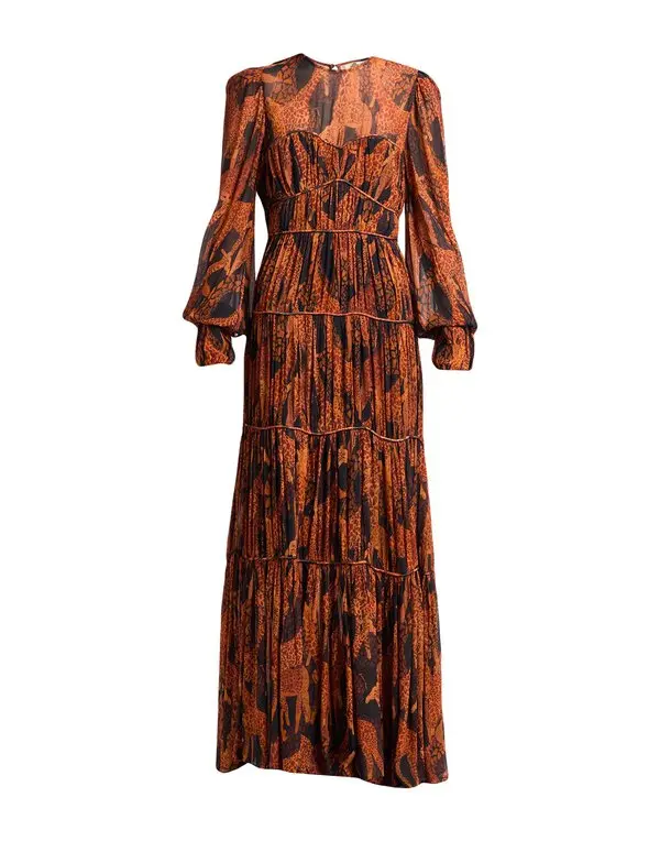 brown farm rio dress Straight Neck Shoulder Tie Multi Color Stripe Maxi Dress – Girl Intuitive