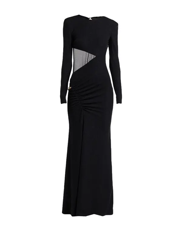 Just Cavalli Maxi Gown With Tulle Trims And Gathered Detailing