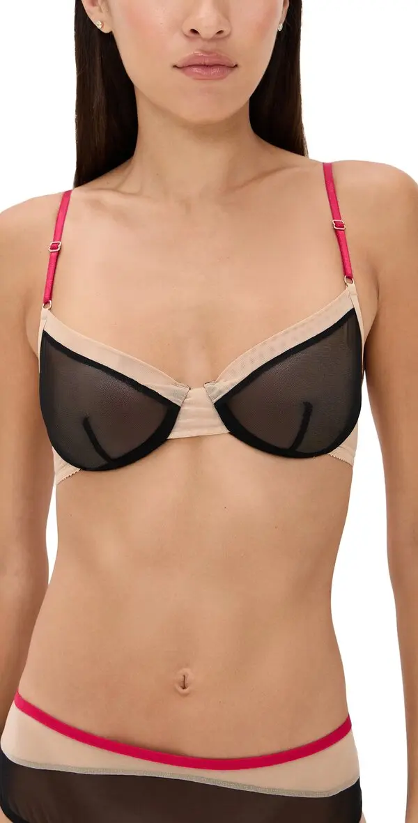 Only Hearts Whisper Two Tone Underwire Bra - Black/buff