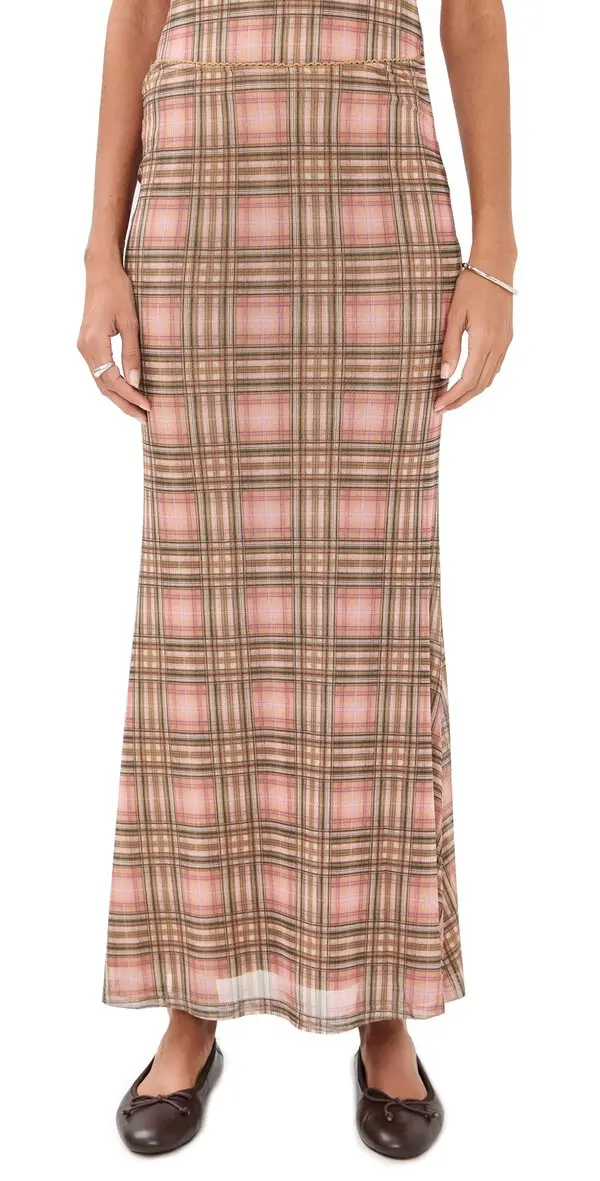 ANOTHER GIRL Mesh Plaid Print Skirt