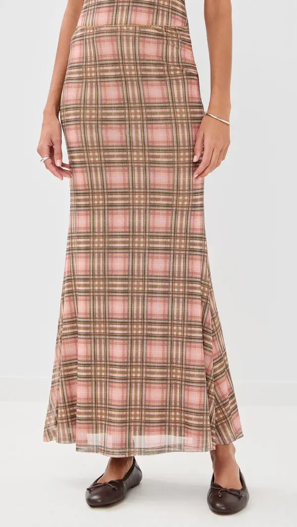 ANOTHER GIRL Mesh Plaid Print Skirt