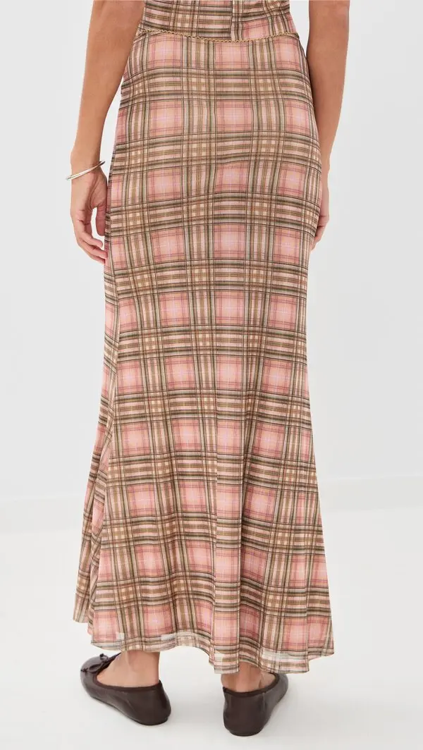 ANOTHER GIRL Mesh Plaid Print Skirt