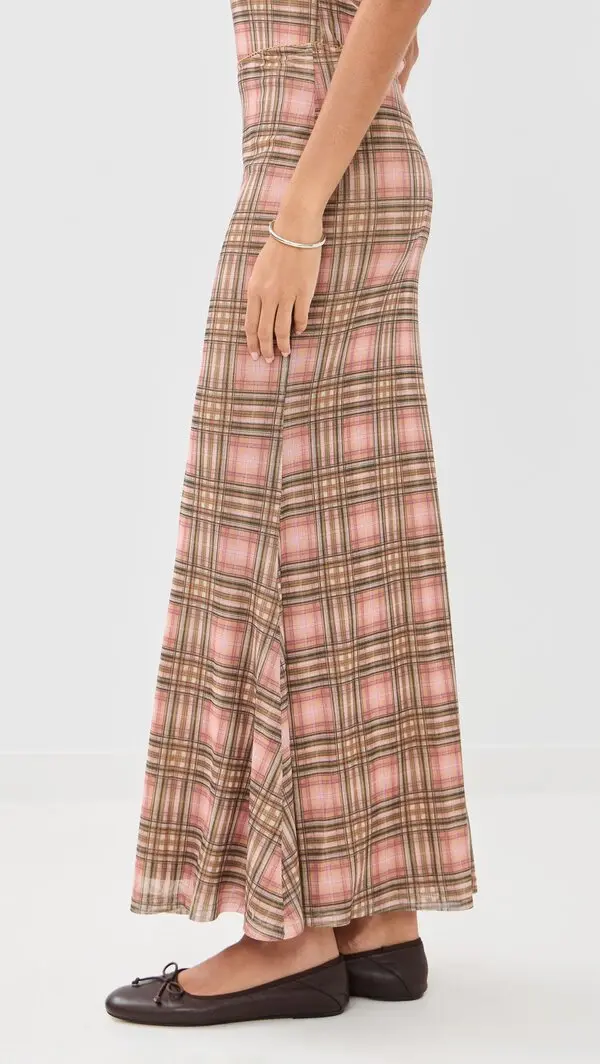 ANOTHER GIRL Mesh Plaid Print Skirt