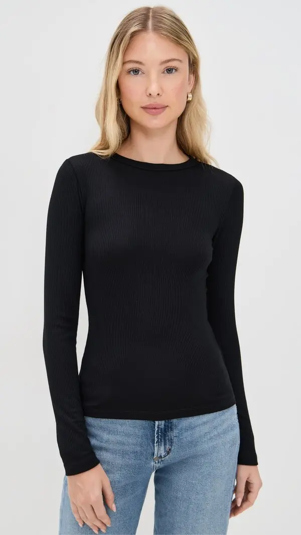 Madewell Modal Ribbed Long Sleeve Crewneck Top