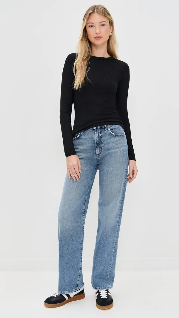 Madewell Modal Ribbed Long Sleeve Crewneck Top