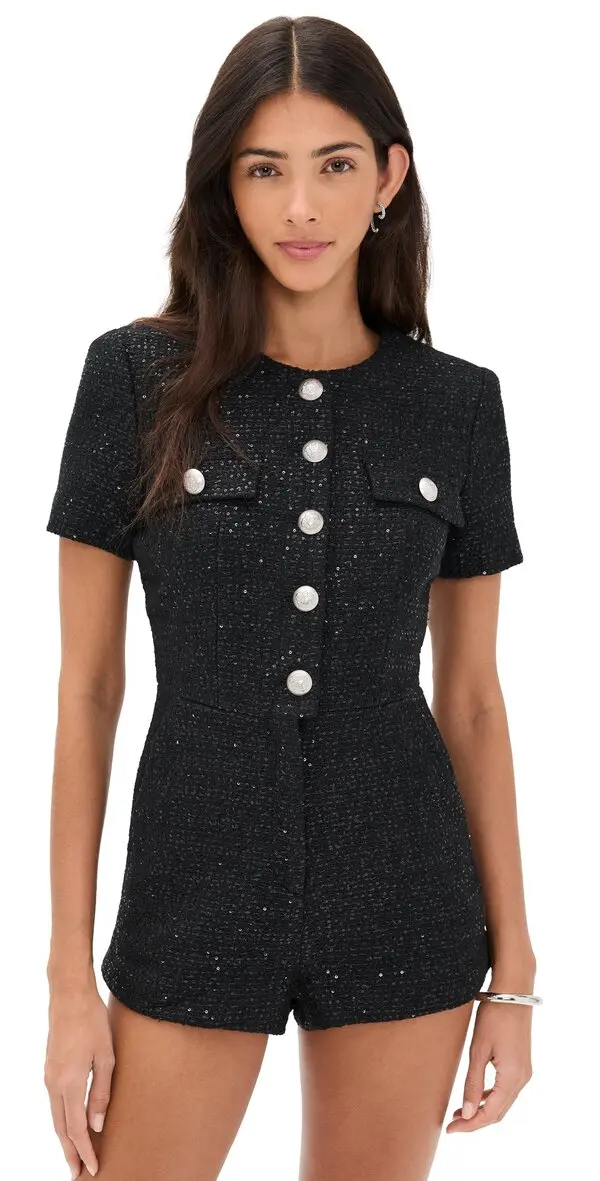 Bardot Estelle Boucle Romper - Black