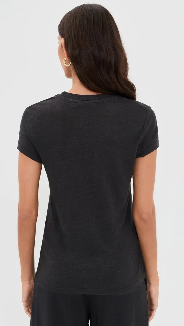 IRO PARIS Round Neck Linen T-shirt - Black