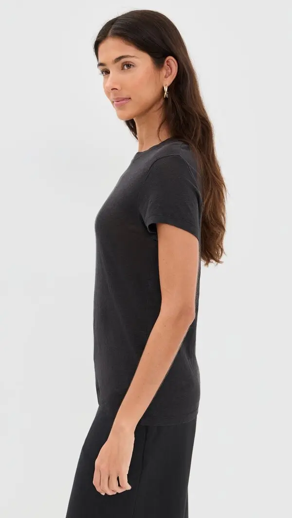 IRO PARIS Round Neck Linen T-shirt - Black