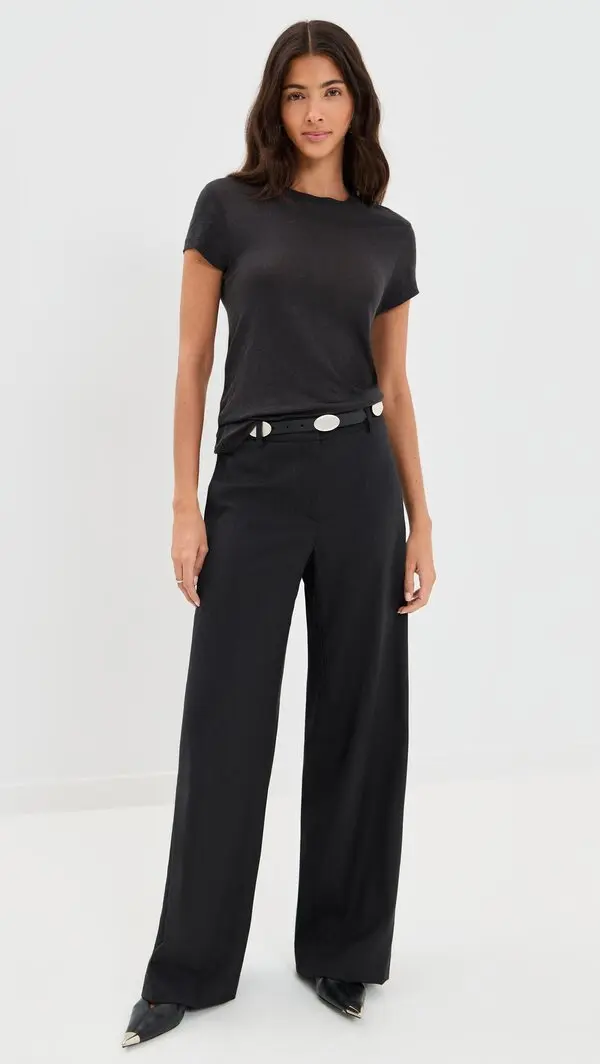IRO PARIS Round Neck Linen T-shirt - Black