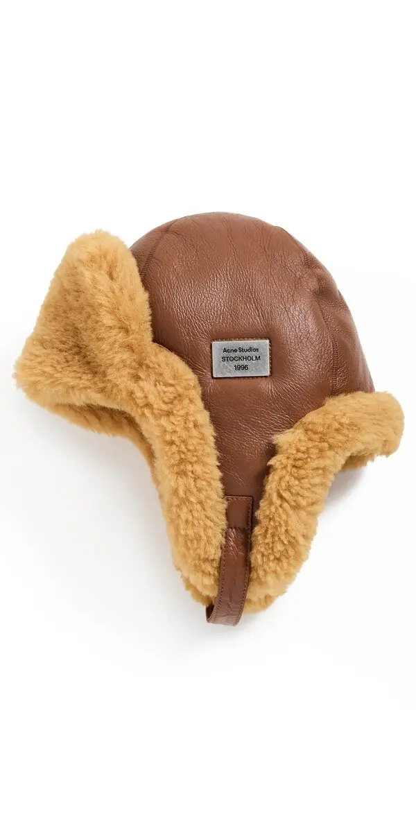 Acne Studios Belmet Shearling Trapper Hat - Rust Brown