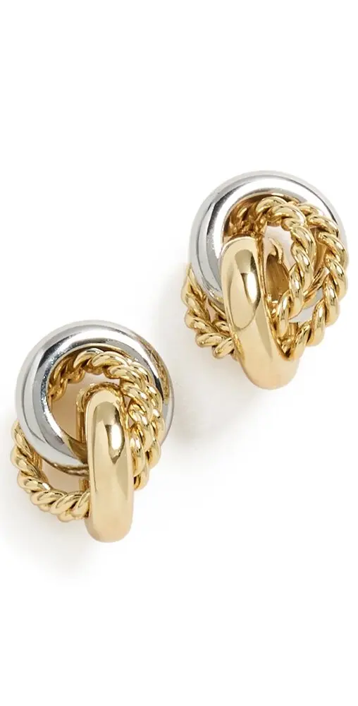 KENNETH JAY LANE Two-tone Knot Pierced Earrings - Gold/silver