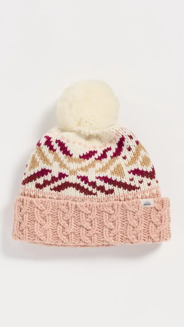 Faherty Brand Fair Isle Beanie With Yarn Pom - Misty Rose