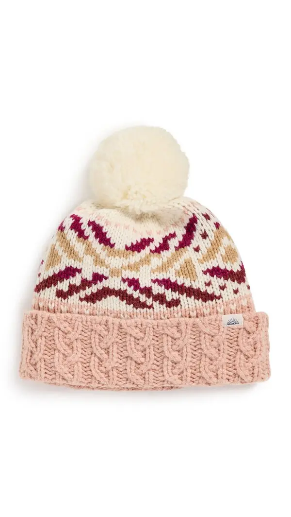 Faherty Brand Fair Isle Beanie With Yarn Pom - Misty Rose