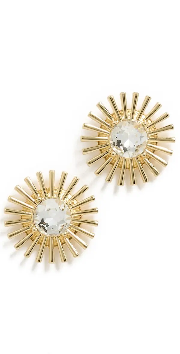 KENNETH JAY LANE Sunburst Button Pierced Earrings - Crystal