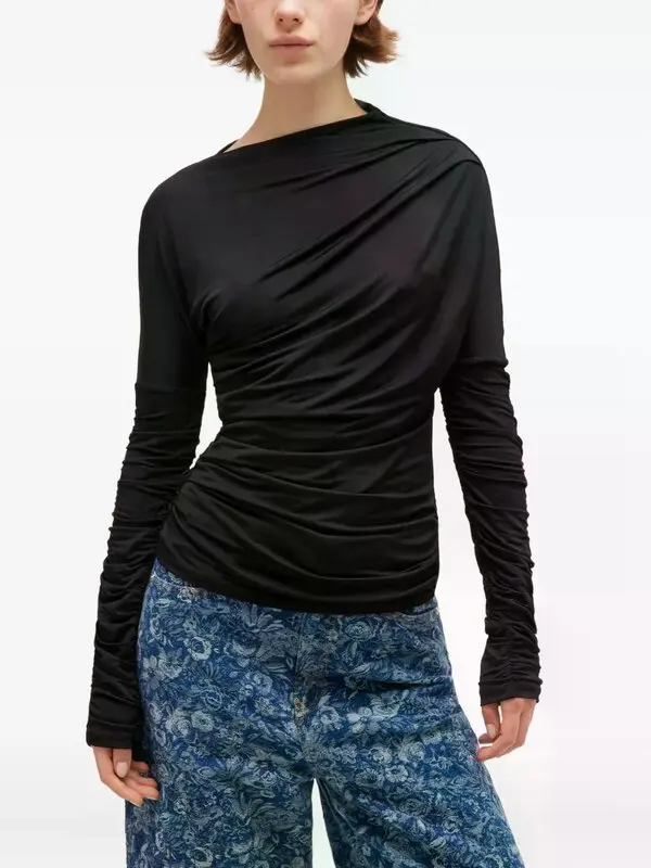 GANNI Ruched Jersey Top