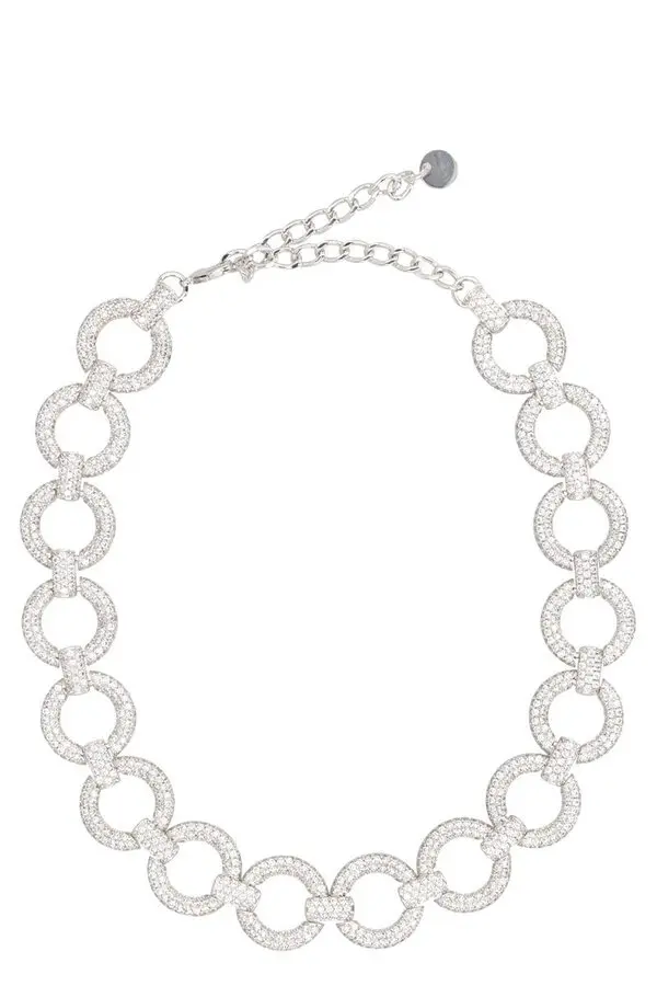 SELF-PORTRAIT Crystal Link Choker - Silver