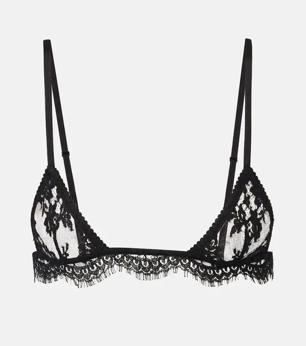 Dolce & Gabbana Cotton-blend Lace Bralette - Black