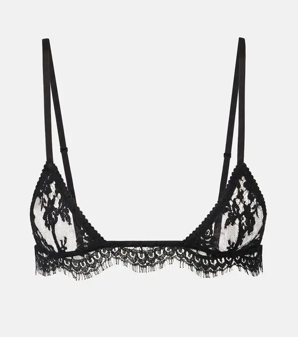 Dolce & Gabbana Cotton-blend Lace Bralette - Black