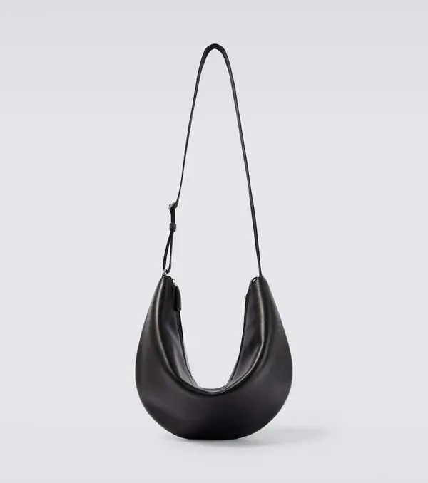 THE ROW Crescent Leather Crossbody Bag - Black