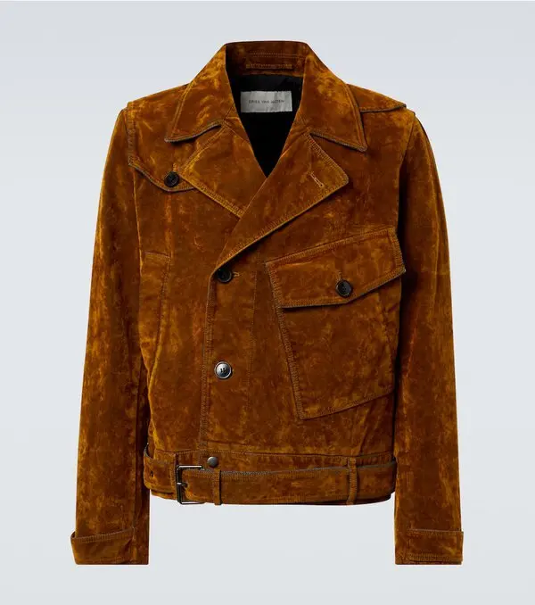 Dries Van Noten Vassel Belted Biker Jacket - Brown