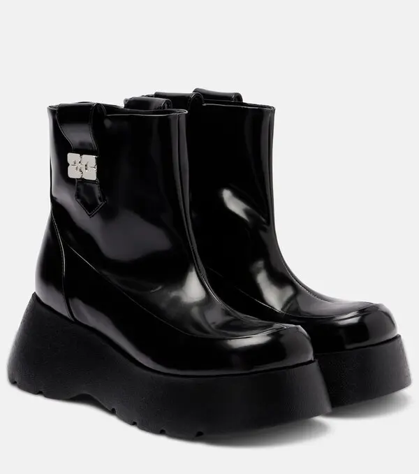 GANNI Kat Platform Ankle Boots - Black