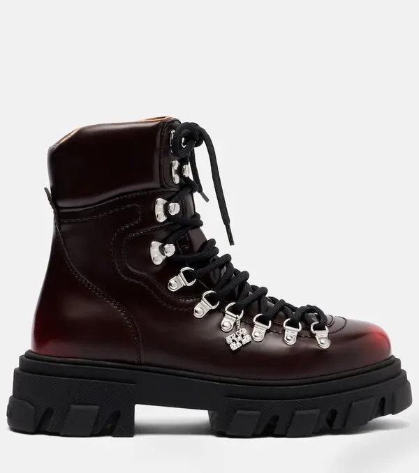 GANNI Platform Combat Boots - Black