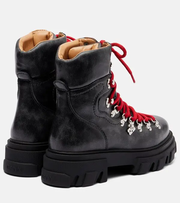 GANNI Platform Combat Boots - Black