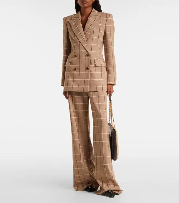 Valentino Garavani Checked Double-breasted Virgin Wool Blazer