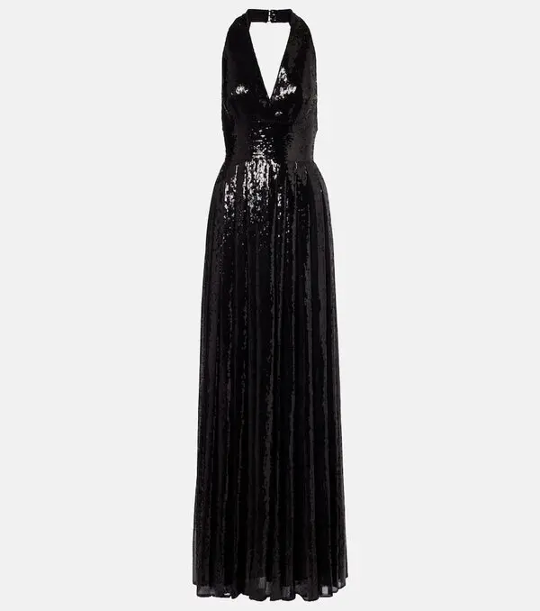 Elie Saab Open-back Sequined Tulle Gown