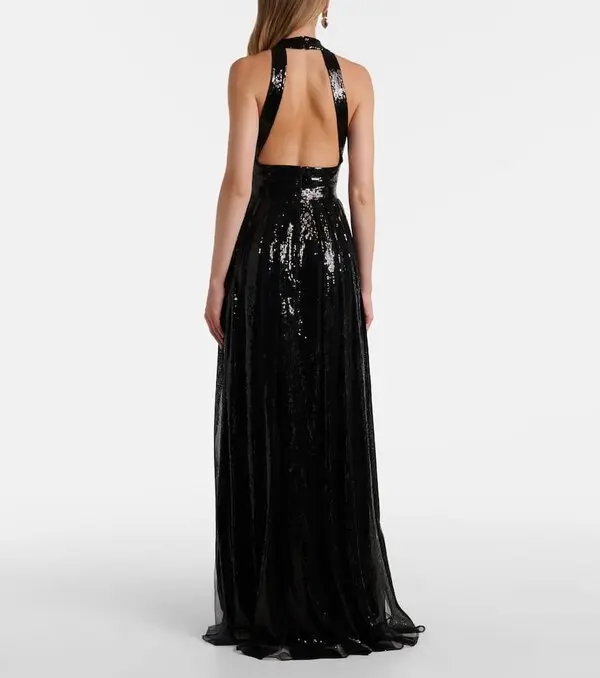 Elie Saab Open-back Sequined Tulle Gown