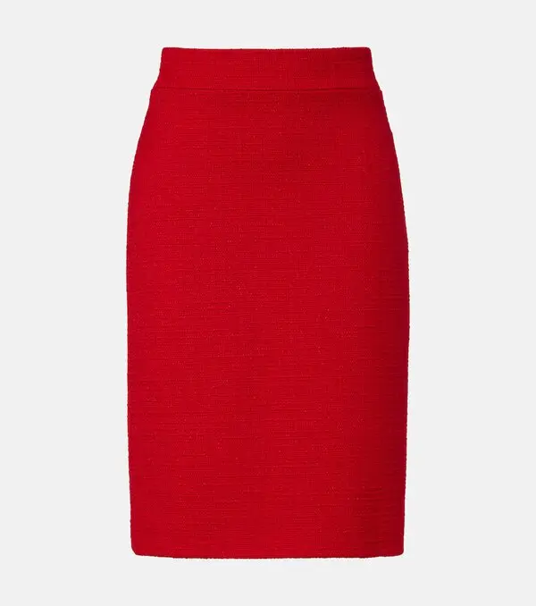 Valentino Garavani High-rise Wool-blend Tweed Pencil Skirt - Red