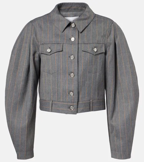 GANNI Pinstripe Cropped Jacket