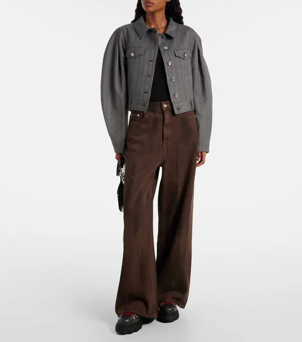 GANNI Pinstripe Cropped Jacket