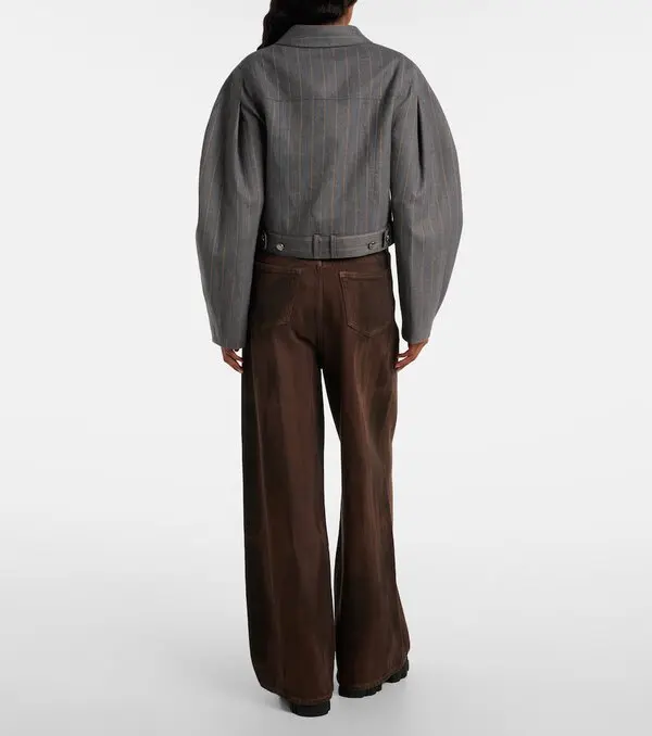 GANNI Pinstripe Cropped Jacket