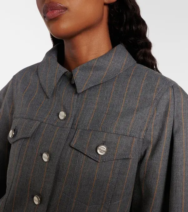 GANNI Pinstripe Cropped Jacket
