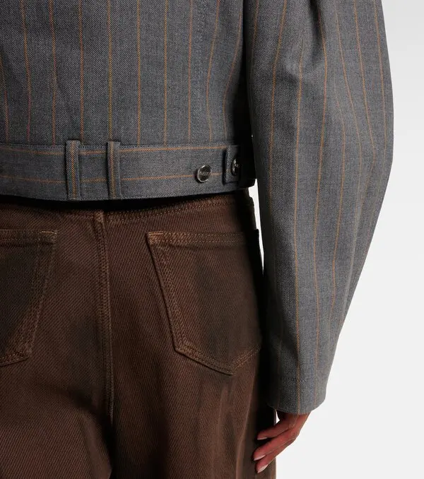GANNI Pinstripe Cropped Jacket