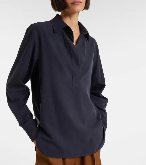 Max Mara Mirko Silk Crêpe Blouse - Blue