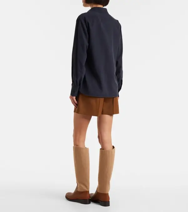 Max Mara Mirko Silk Crêpe Blouse - Blue