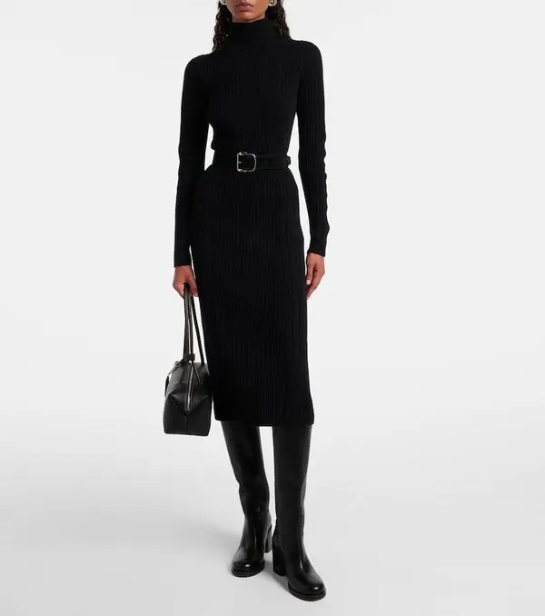 Max Mara Zelanda Wool And Cashmere Midi Dress - Black