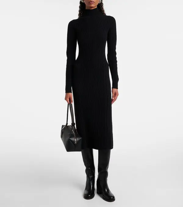 Max Mara Zelanda Wool And Cashmere Midi Dress - Black