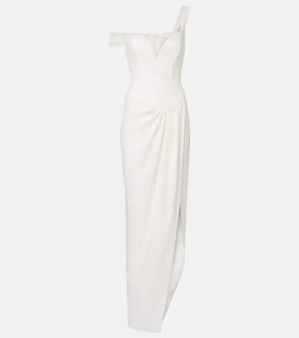Alex Perry Bridal Draped Off-shoulder Corset Gown
