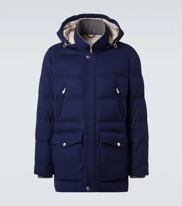 Brunello Cucinelli Wool Flannel Down Jacket - Blue