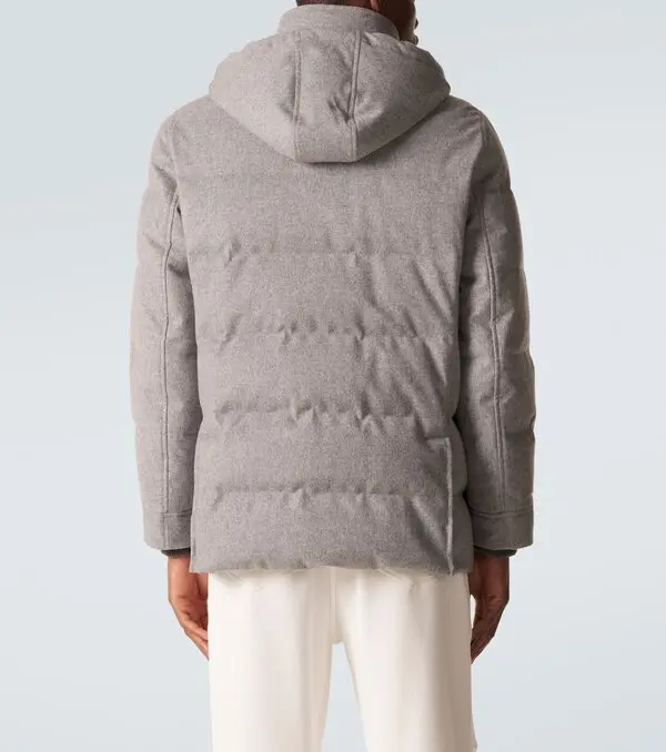 Brunello Cucinelli Wool Flannel Down Jacket - Grey