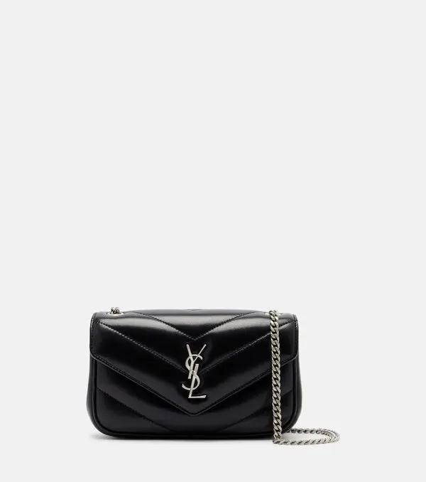 Saint Laurent Loulou Mini Leather Crossbody Bag - Black