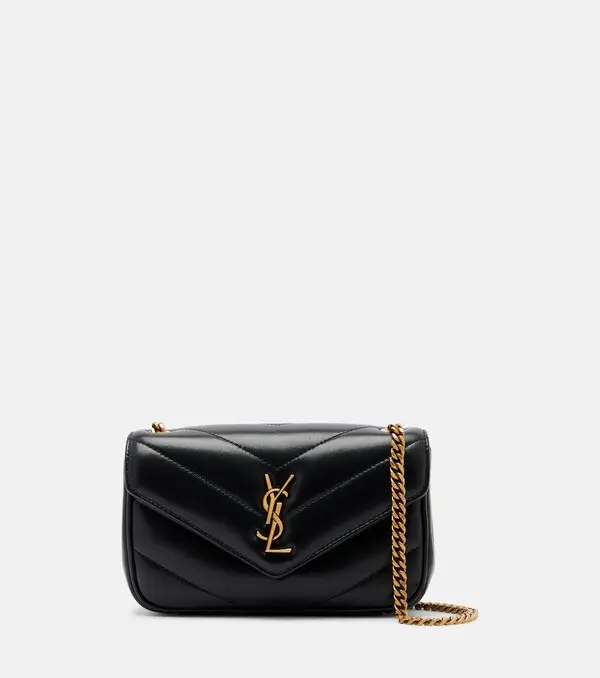 Saint Laurent Loulou Mini Leather Crossbody Bag - Black
