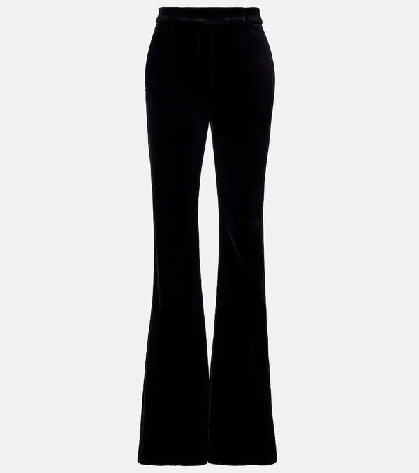 Max Mara Vetrino Cotton-velvet Flared Trousers - Black